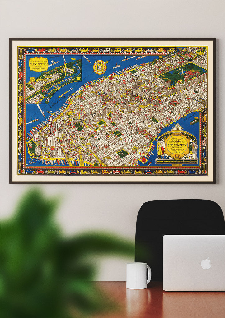 Manhattan Pictorial Map | High Quality Reproductions of Vintage Maps ...