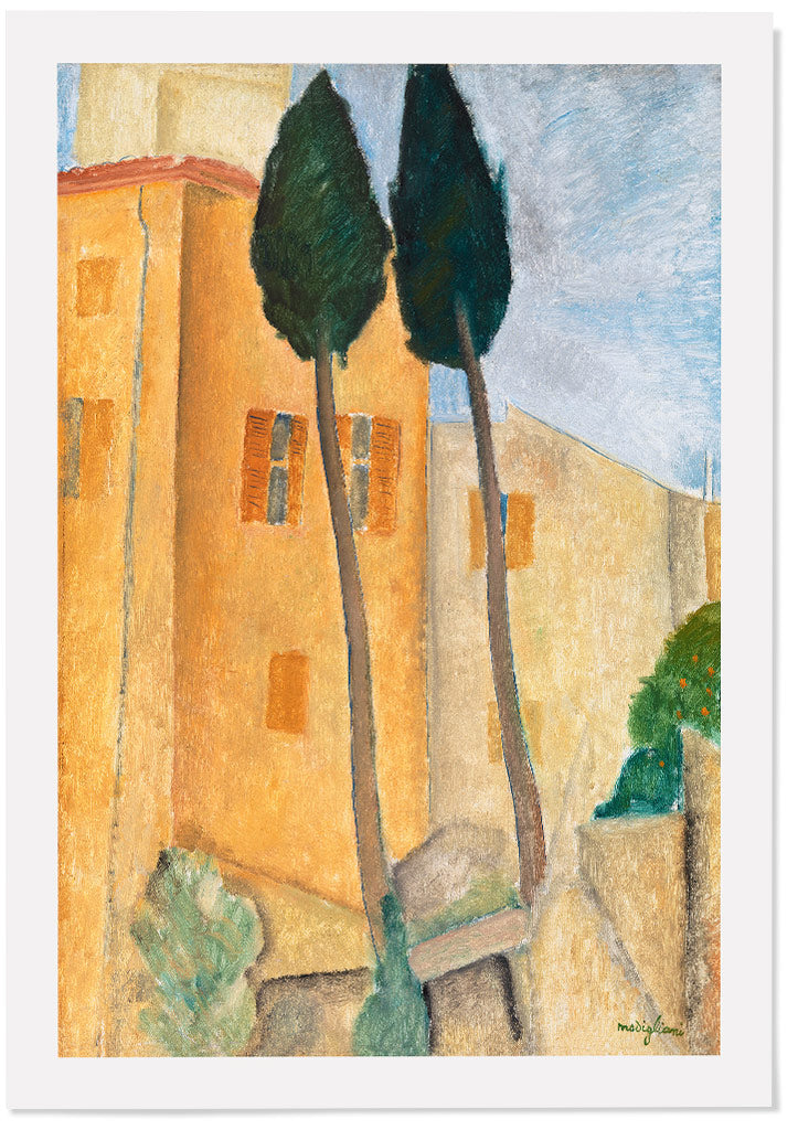 Amedeo Modigliani Art Prints & Posters | Cypresses and Houses – Posterist