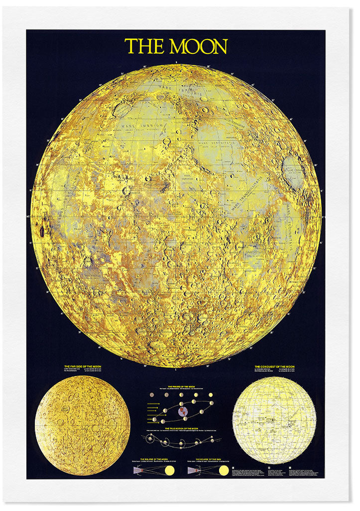 Detailed Map of the Moon and Moon Phases Poster | Astrology Wall Art ...