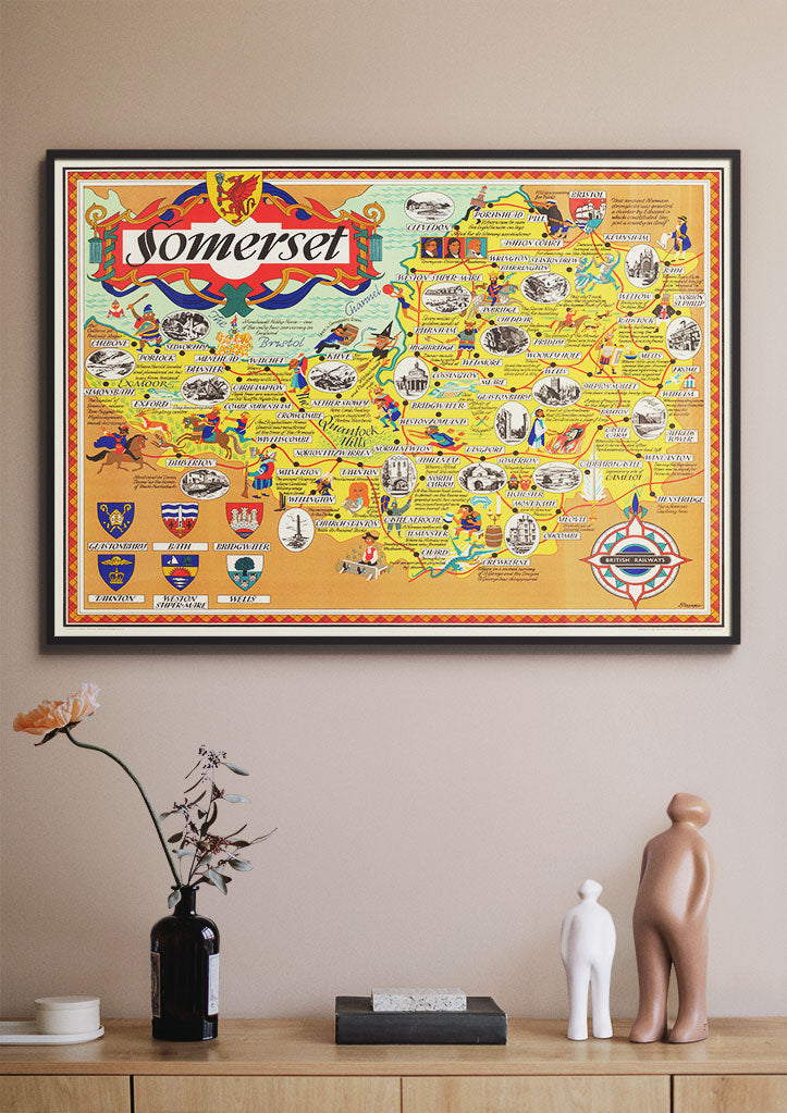 Somerset Pictorial Map | High Quality Reproductions of Vintage Maps ...