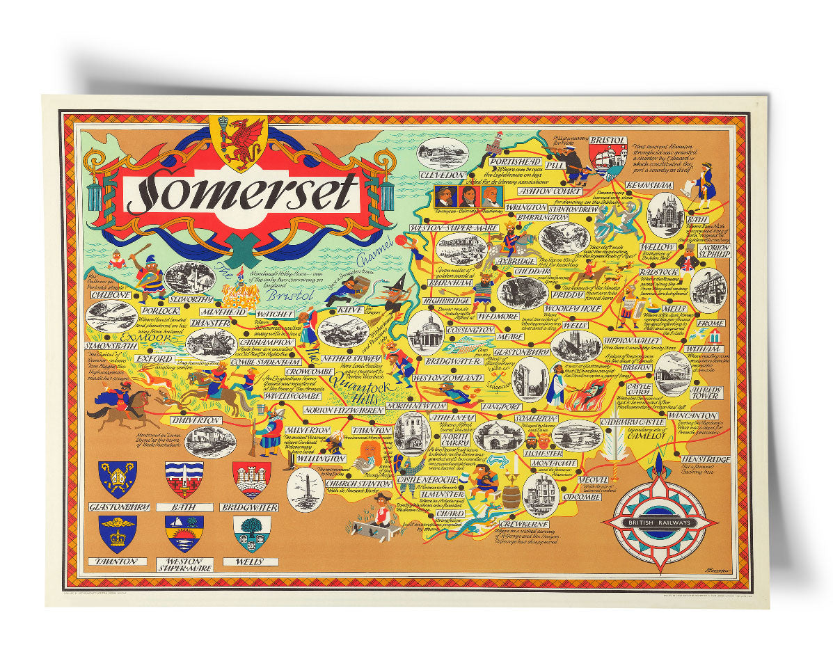 Somerset Pictorial Map | High Quality Reproductions of Vintage Maps ...