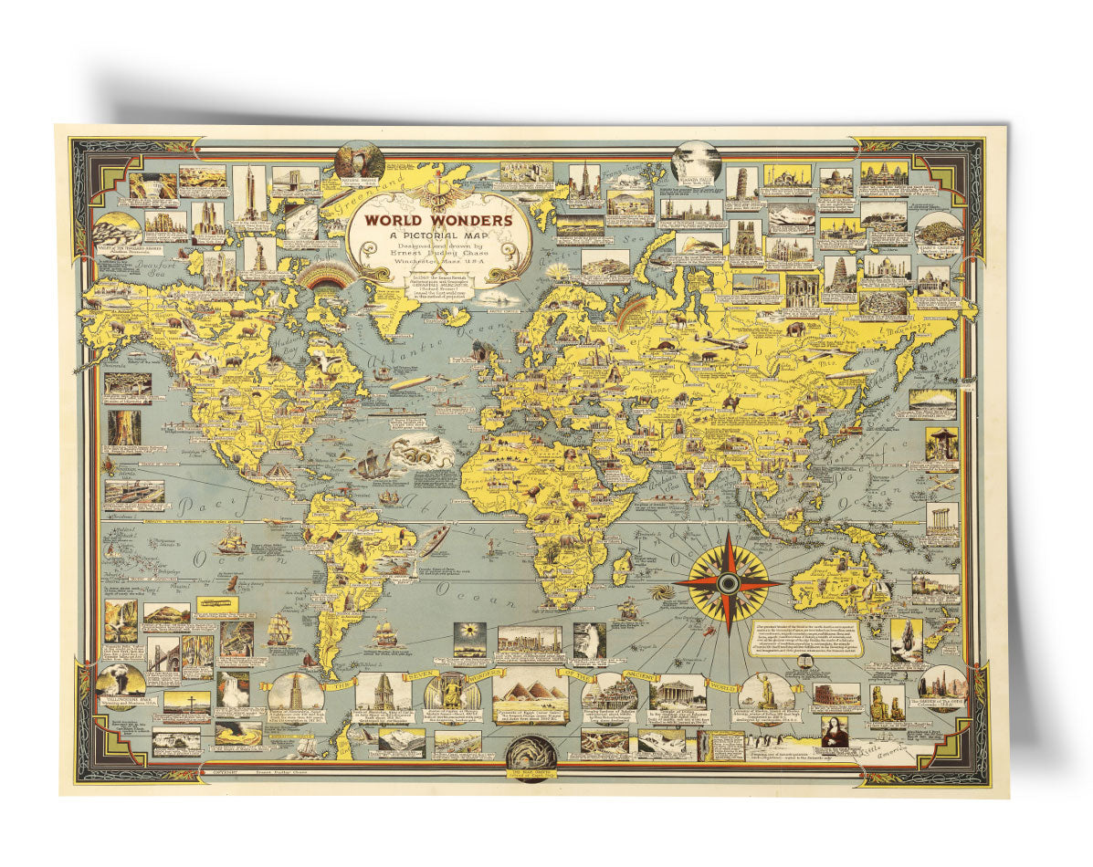 Wonders of the World Pictorial Map | High Quality Reproductions – Posterist