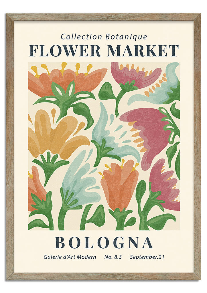 Flower Market Bologna Poster | Colourful Floral Art Prints – Posterist