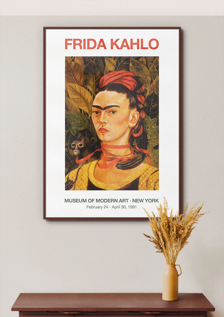 Frida Kahlo Exhibition Poster | Self Portrait with Monkey Painting ...