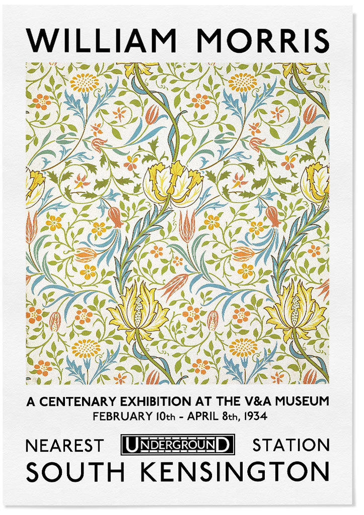William Morris Flora Exhibition Poster | Vintage Floral Art Prints ...